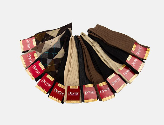 $43 off 12-Pk Dexter Assorted Dress Socks - Solid & Argyle, $17 + Free ...