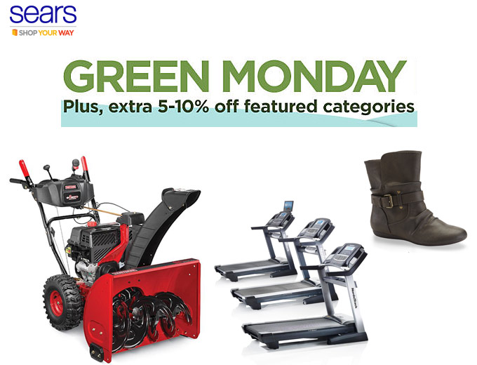 Sears.com Green Monday Sale Event + an Extra 5-10% off Featured Deals