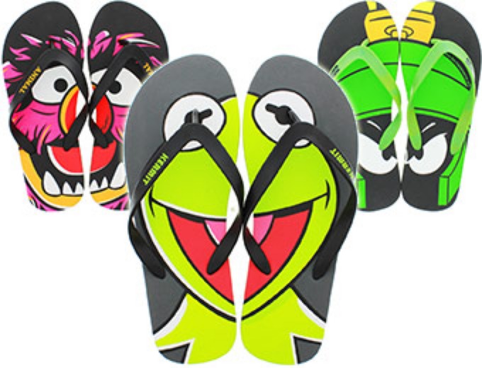 Marvin the Martian, Animal or Kermit Flip Flops for $9 Shipped
